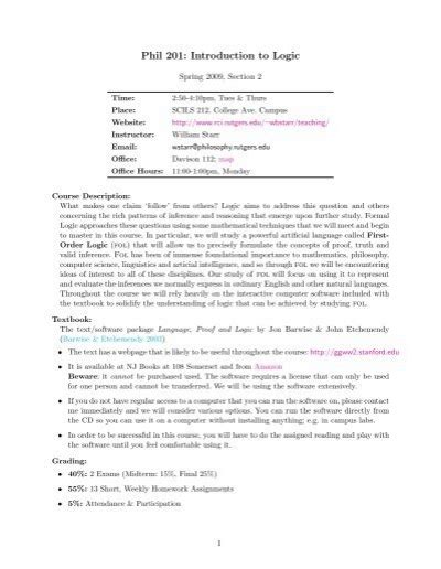 Phil 201 Introduction To Logic Will Starr