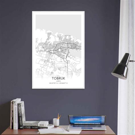 Tobruk Libya Map Poster Tobruk City Road Wall Art Print Custom Maps And Posters