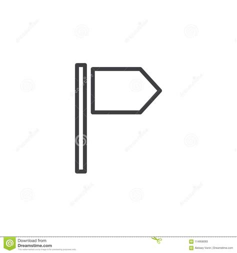 Flag Pointer Outline Icon Stock Vector Illustration Of Stroke 114958093