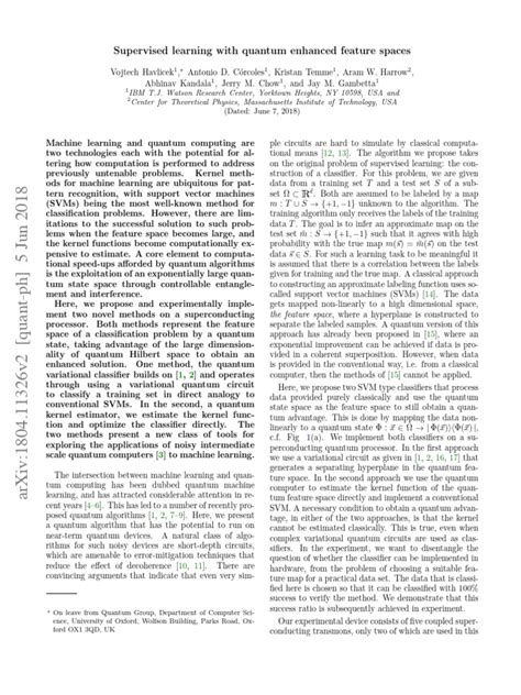 Supervised Learning With Quantum Enhanced Feature Spaces Pdf