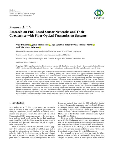 pdf research on fbg based sensor networks and their coexistence with