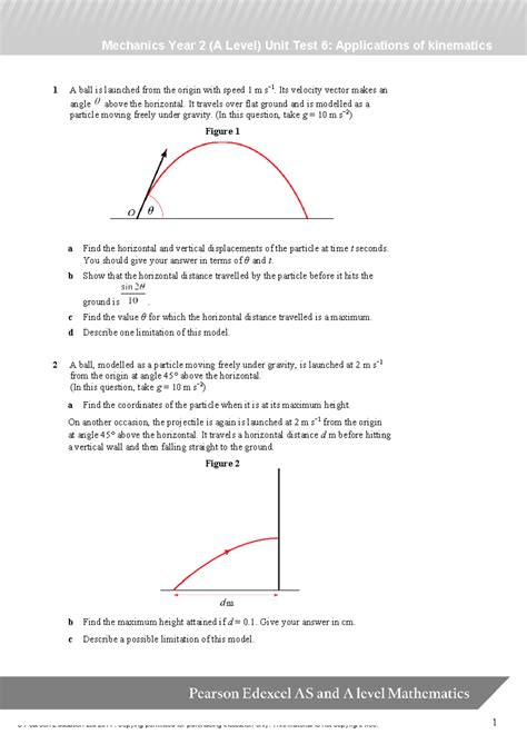A Level Mechanics Unit Test Applications Of Kinematics Studocu
