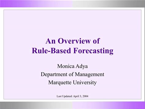 Ppt An Overview Of Rule Based Forecasting Powerpoint Presentation Free Download Id1771194