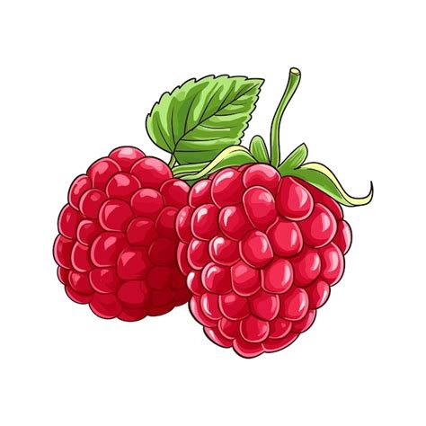 손으로 그린 라즈베리 ⁇ 터 만화 고립 된 ⁇ 색 배경 프리미엄 Ai 생성 벡터
