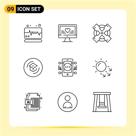 9 Thematic Vector Outlines And Editable Symbols Of Online Coding Tool