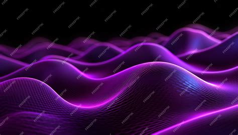 Premium Photo Abstract Wave Pattern In Dark Purple Glowing And Flowing Generated By Ai
