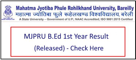 Mjpru B Ed 1st Year Result 2022 रिजल्ट जारी Link Download Bed Results