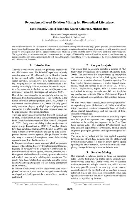 Pdf Dependency Based Relation Mining For Biomedical Literature