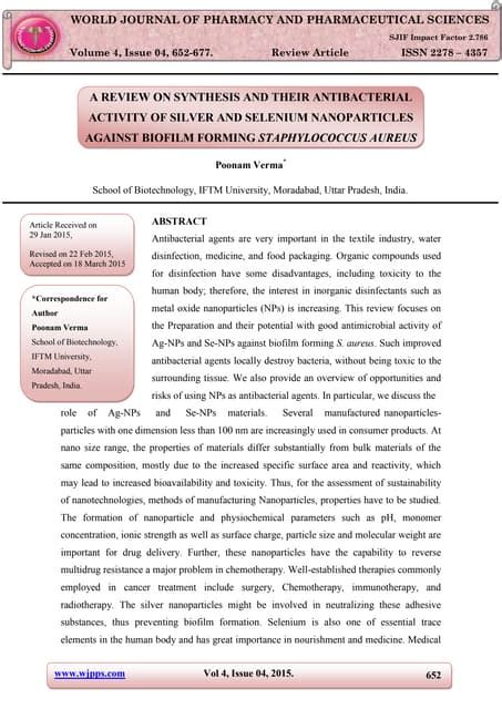 A Review On Synthesis And Their Antibacterial Activity Of Silver And Selenium Nanoparticles