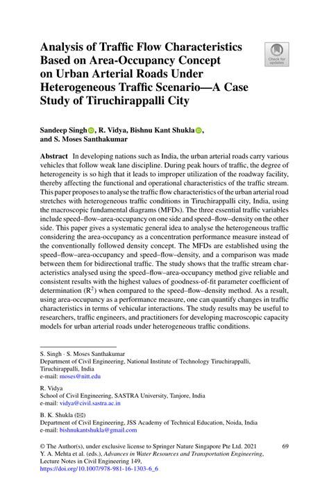 Pdf Analysis Of Traffic Flow Characteristics Based On Area Occupancy Concept On Urban Arterial