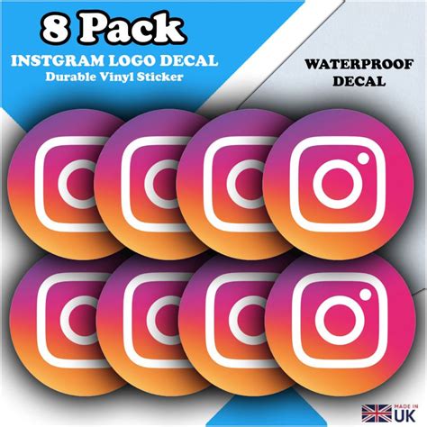 Instagram Logo Sticker Signs 8 Pack 50mm X 50mm Social Media More