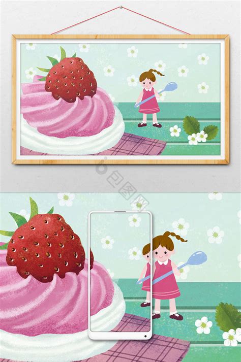 草莓女孩插画 草莓女孩插画图片 包图网