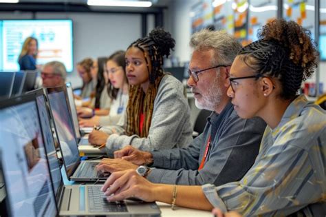 Premium Photo Diverse Participants In A Technology Workshop Collaborating On A Project