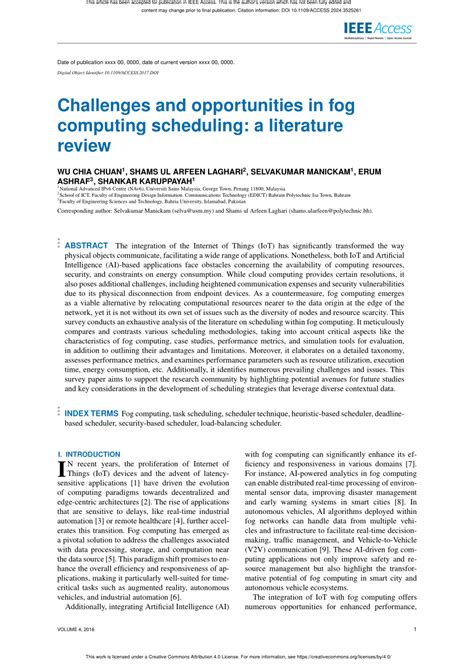 Pdf Challenges And Opportunities In Fog Computing Scheduling A Literature Review