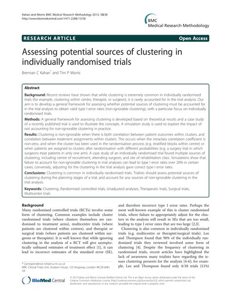 Pdf Assessing Potential Sources Of Clustering In Individually