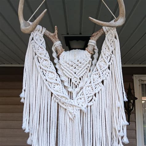 Macrame Antler Tutorial Pattern Wall Hanging Digital Download Witchy