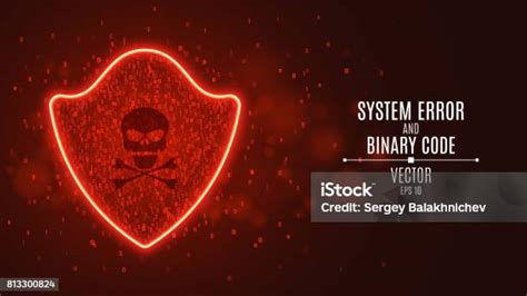 첨단 컴퓨터 개념입니다 붉은 빛나는 네온 방패는 이진 코드에서 시스템은 위협 받고 있다 시스템을 해킹 어두운 해골입니다 벡터 일러스트 레이 션 가상현실에 대한 스톡 벡터