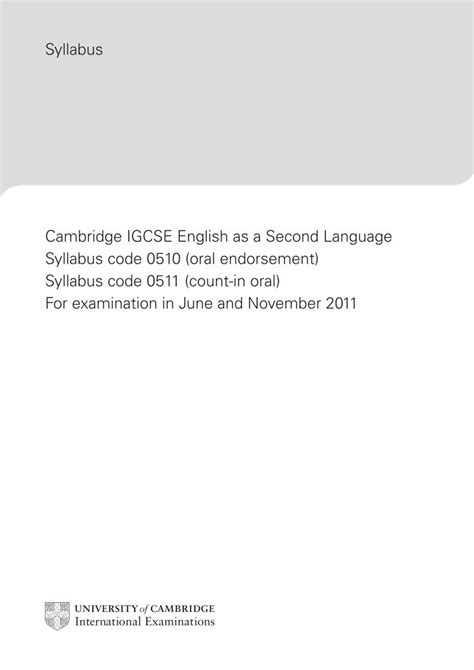Pdf Syllabus Cambridge Igcse English As A Second Language Dokumen Tips