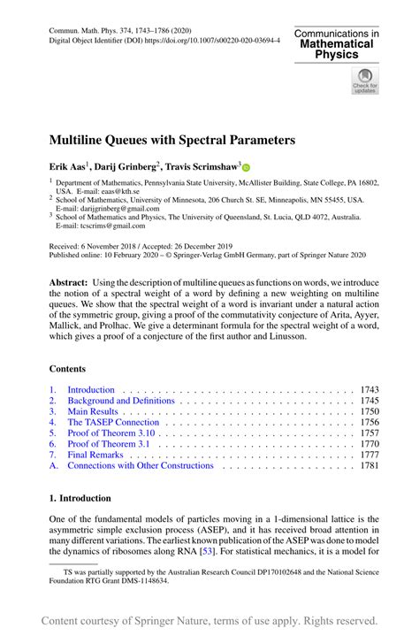 multiline queues with spectral parameters