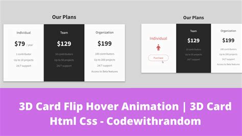 D Card Flip Hover Animation D Card Html Css Codewithrandom CodeWithRandom