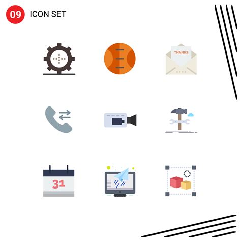 9 Thematic Vector Flat Colors And Editable Symbols Of Build Camera Message Cam Call Editable