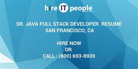 Sr Java Full Stack Developer Resume San Francisco Ca Hire It People