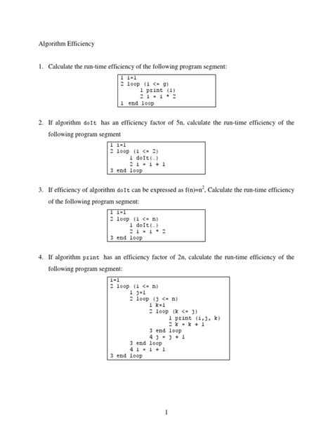 Homework Algorithm Efficiency Pdf