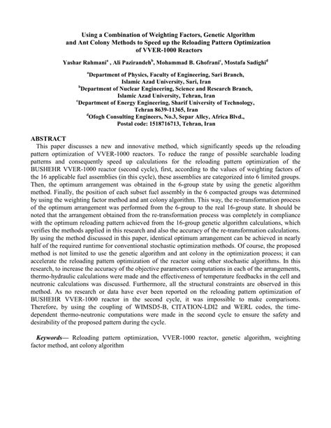 Pdf Using A Combination Of Weighting Factors Genetic Algorithm And