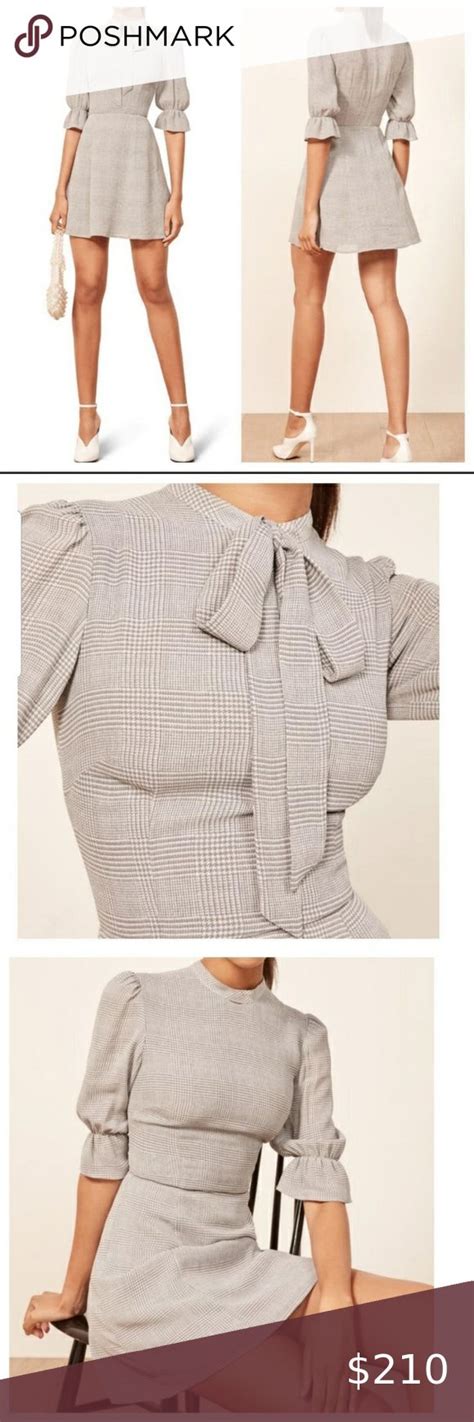 Reformation Cassie Tie Neck Mini Dress Mini Dress With Sleeves Short