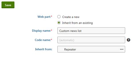 creating inherited web parts kentico xperience 12 service pack