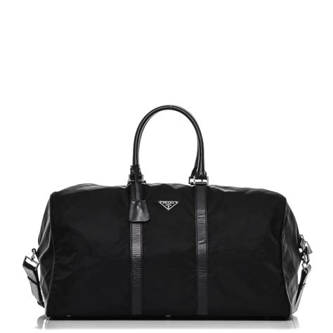 Prada Tessuto Nylon Saffiano Duffel Bag Black 184267 Fashionphile