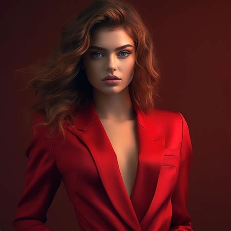 Premium Ai Image Beautiful Model In Red Dress