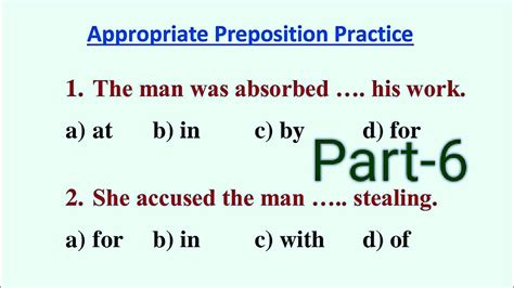 Appropriate Preposition MCQ Questions Practice Part 6 Preposition Exercise In English