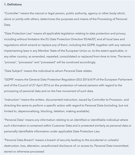 Gdpr Data Processing Agreement Template Privacy Policies