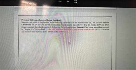 Solved Problem 2 Comprehensive Design Problem Suppose We