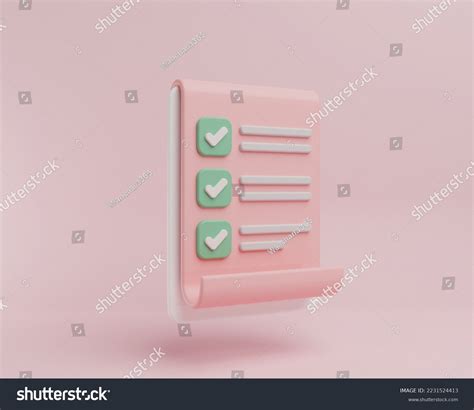 3d Rendering Illustration Cartoon Minimal Checklist Stock Illustration
