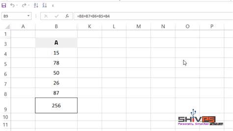 Different Ways To Add Numbers In Microsoft Excel 2010 And Excel 2013 Shivps