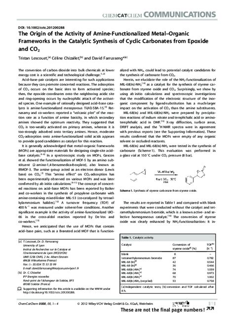Pdf The Origin Of The Activity Of Amine‐functionalized Metalorganic