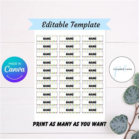 Editable School Labels Printable Name Labels For School Supplies Personalized Back To School