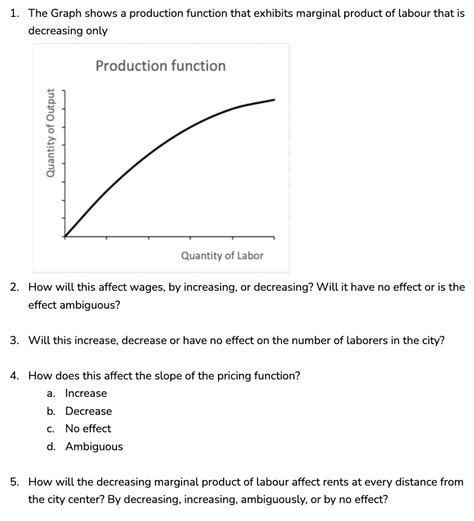 Solved 1 The Graph Shows A Production Function That Exhibits Marginal Product Of Labour That