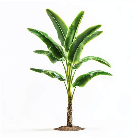 Banana Plant Musa Spp Isolated On A Solid White Background Premium Ai