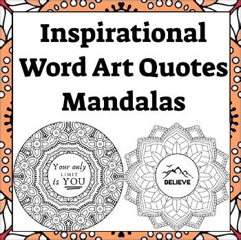 Motivating And Inspirational Word Art Quotes Mandalas Coloring Book 2