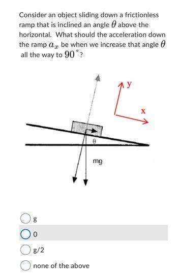 answered consider an object sliding down a frictionless ramp that is inclined an angle above