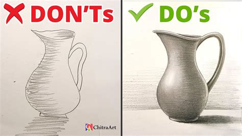 Donts And Dos How To Draw Realistic 3d Jug Easy Step By Step Pencil Shading Tutorial For
