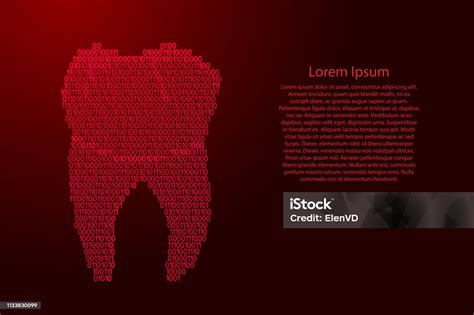 치아 인간의 루트 배너 포스터 인사말 카드에 대 한 빨간색과 0 이진 디지털 코드에서 단일 추상 도식 추상 회로도 벡터 일러스트입니다 개념에 대한 스톡 벡터 아트 및 기타
