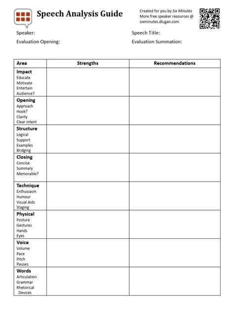 Speech Evaluation Form Pdf
