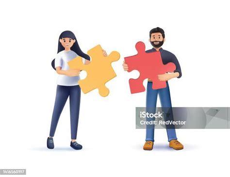 3d 캐릭터 비즈니스 일러스트 벡터 팀 은유 협력 퍼즐 요소를 연결하는 사람들 벡터 3차원 형태에 대한 스톡 벡터 아트 및 기타 이미지 3차원 형태 지그소 퍼즐 통일