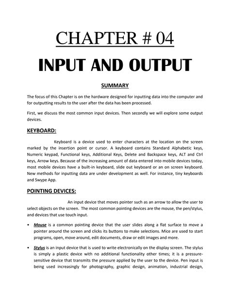 SOLUTION ICT Inputs And Outputs Explained Studypool