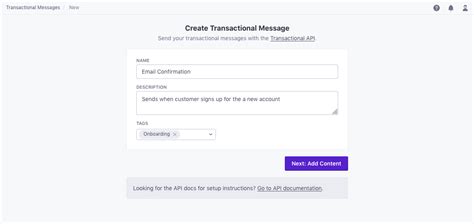 Set Up A Transactional Email Docs