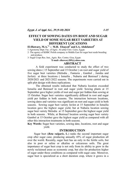 Pdf Effect Of Sowing Dates On Root And Sugar Yield Of Some Sugar Beet